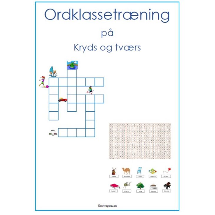 3 XL matematik krydsord med addition og subtraktion - Skriv og stav