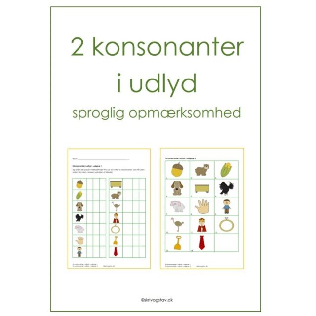2 konsonanter i udlyd - sproglig opmærksomhed - Skriv og stav